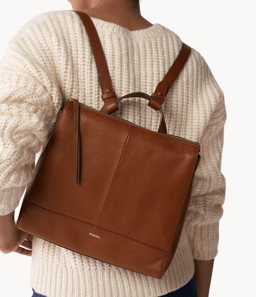 Fossil Elina Brown Leather Convertible Backpack SHB2979210 Bag NWT $250 ...