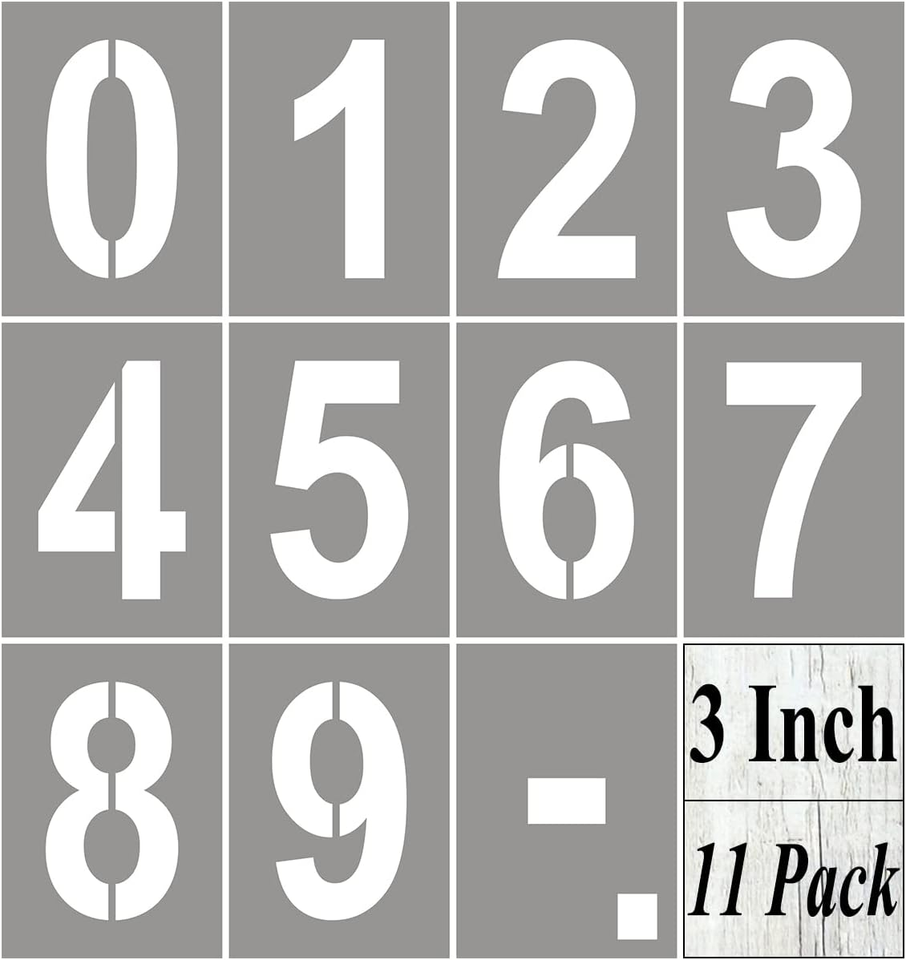 3 Inch Large Number Stencils for Painting - 11 Pack Number Stencil ...