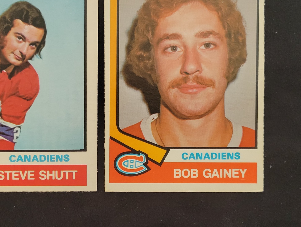 1974-75 O-PEE-CHEE 2 ROOKIES LOT STEVE SHUTT #316 BOB GAINEY #388 HABS ...