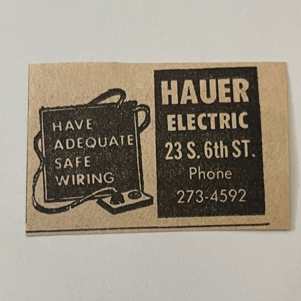 Hauer Electric Have Adequate Safe Wiring 1972 Lebanon PA Clipping SAH5 ...