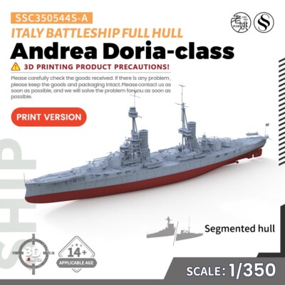 1/350 Military Model Kit Italy Andrea Doria-class Battleship Full Hull ...
