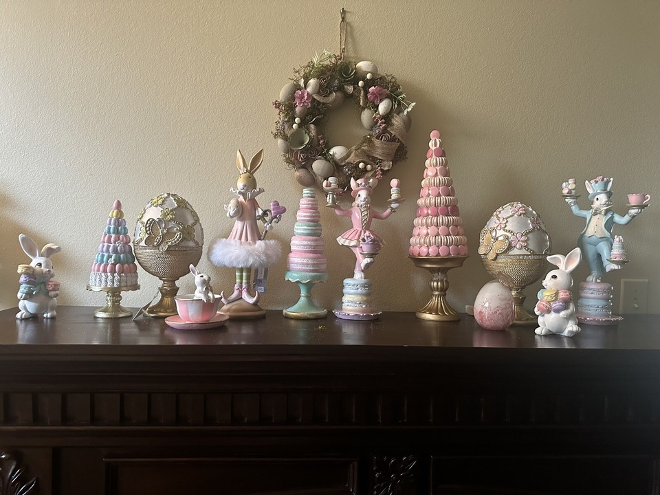 White Bunny rabbit With Macarons Easter Home Sweet Treats Price For1 | eBay