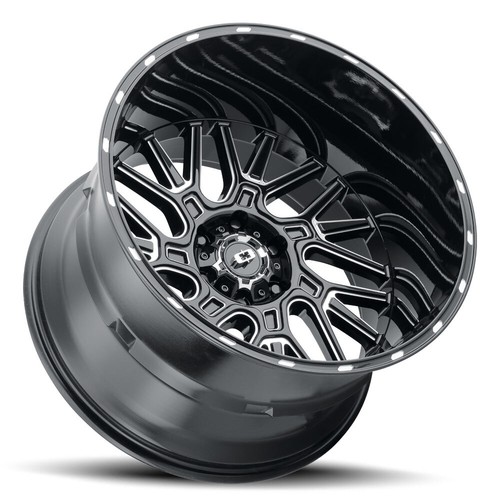 1 New 20x12 Vision 404 Brawl Gloss Black Milled Spoke 8x170 ET-51 Wheel ...