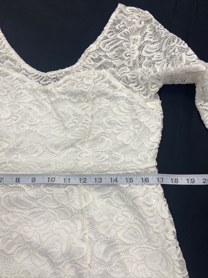 Bold Elements White lace Dress double V-Neck lined szL elegant | eBay