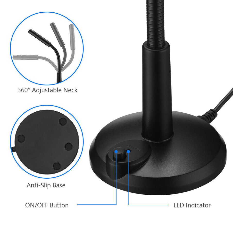 Computer Mini Condenser Microphone USB Stand Recording Mic For PC ...