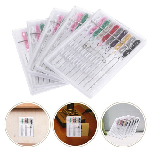 5 Packs Sewing Kit Stitching Thread Craft Scissor Threaded Hand Needle ...