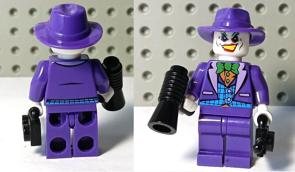 LEGO Joker Purple Fedora Hat Blue Plaid Vest Big Yellow Teeth FREE GEAR ...