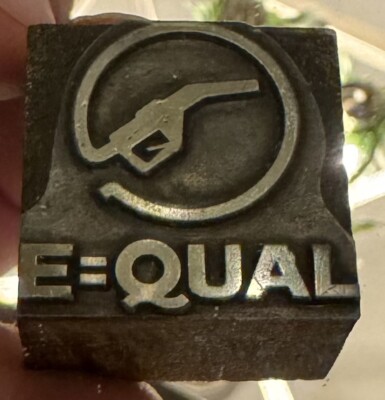 Vintage Metal “E=QUAL” Petroleum Nozzle Wood Block Ink Stamp | eBay