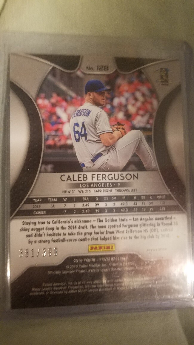 2019 Panini Prizm Blue Mojo Caleb Ferguson Baseball Rookie #128 381/399 ...