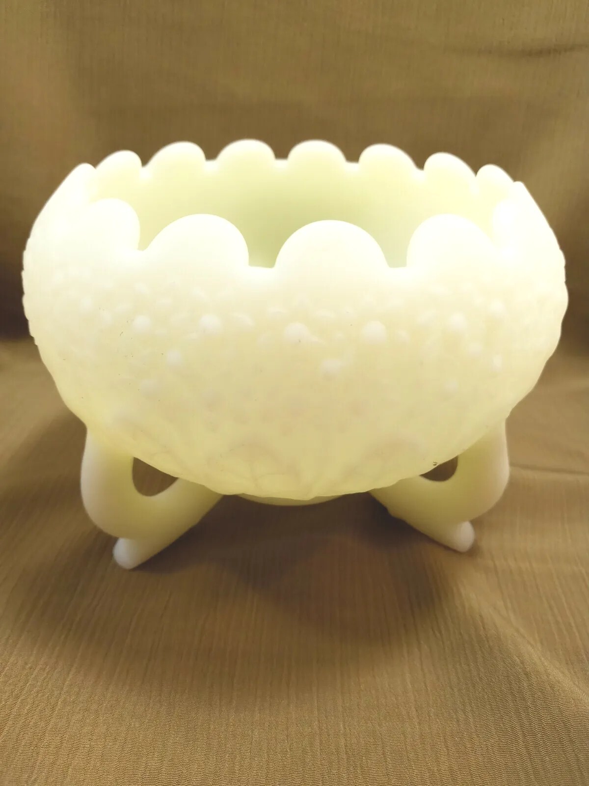 Glowing Fenton Uranium Custard Glass 3 Footed Bowl - Marked | eBay