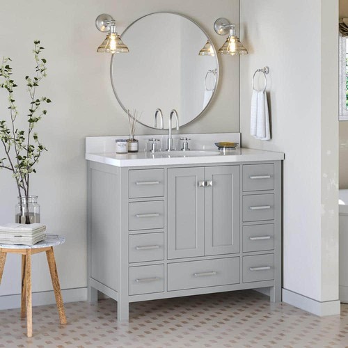 ARIEL Bath Vanity w/o Top 42" 2-Doors 9-Drawers Soft Close Concealed ...