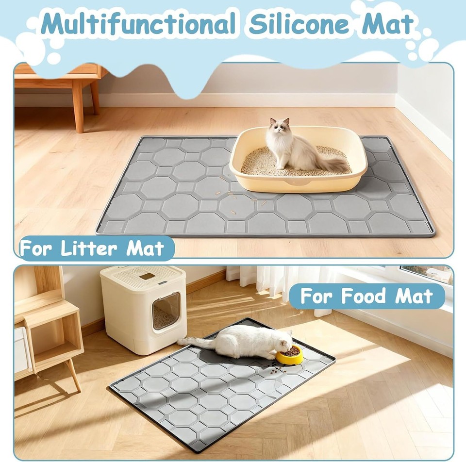 Silicone Cat Litter Box Mat, Large Pet Feeding Mat, Kitty Litter ...