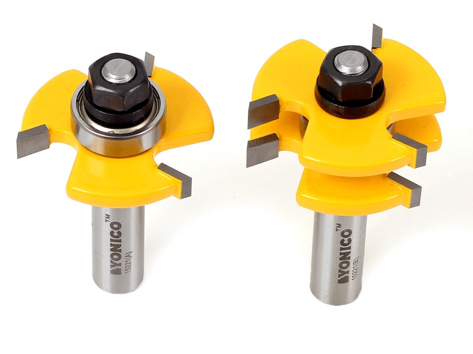 Tongue and Groove Router Bit Set Up to 3/4 Inch Stock 1/2" Shank Yonico ...