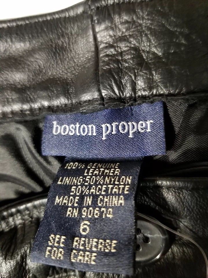 Boston Proper 6 Pant Genuine Leather Moto Rare NWT Pockets Biker Rock ...