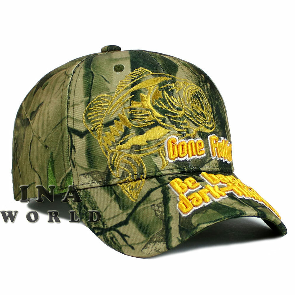 FISHING Hat FISH Embroidered Camouflage Outdoor Sports Adjustable ...