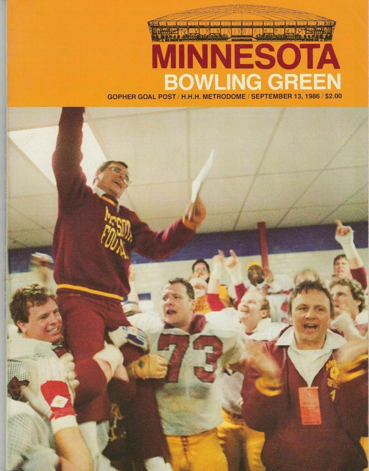 Gopher Goal Post - Sept 13, 1986 - Minnesota vs Bowling Green - HHH ...