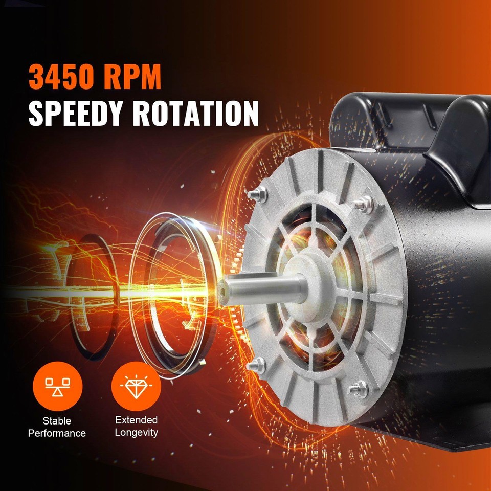 Electric Motor 230V 15A 56 Frame 3450RPM Keyed Shaft CW CCW for Air | eBay