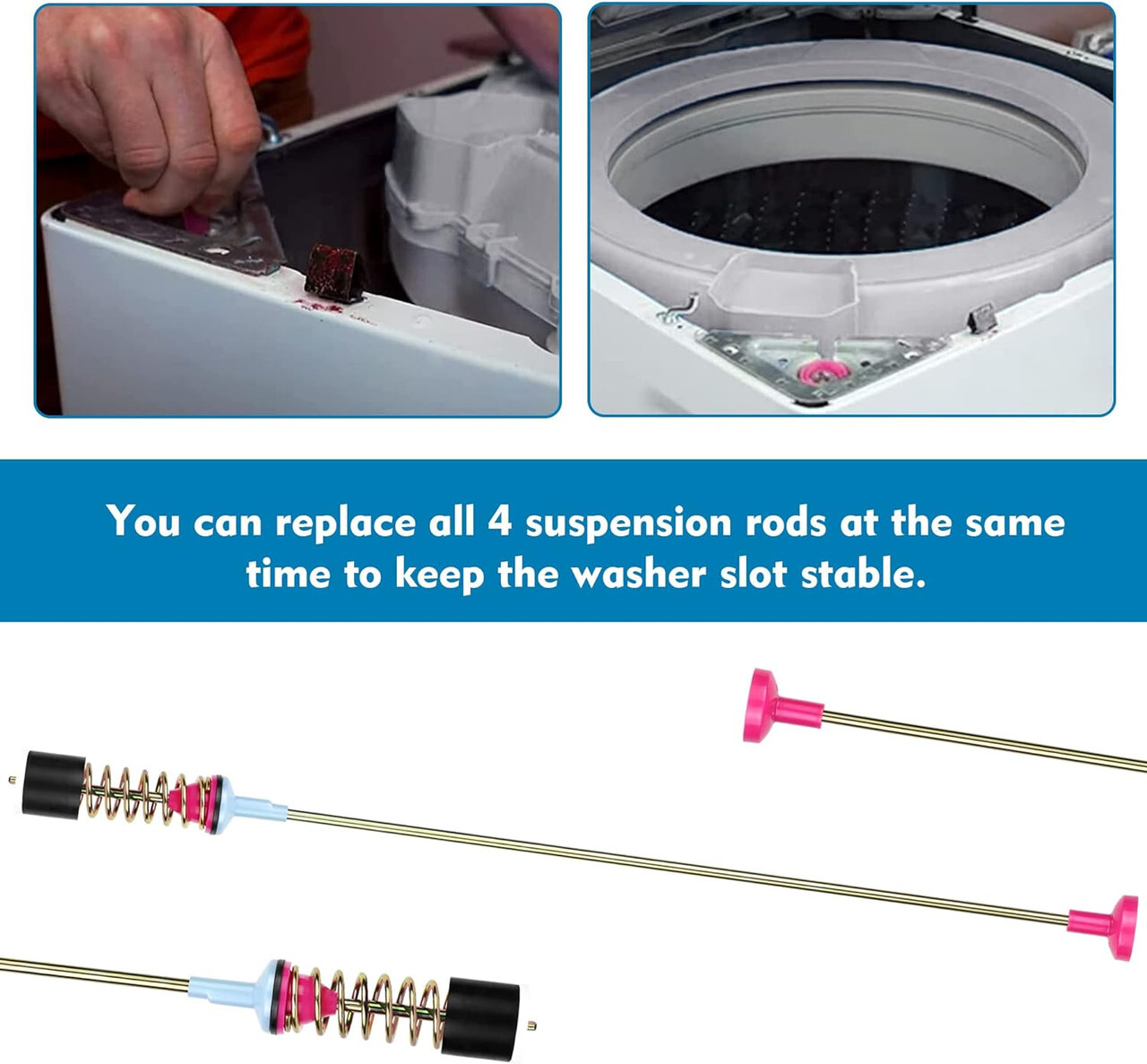 4Pack Washer Suspension Rod Damper Compatible with Samsung DC97-05280W ...