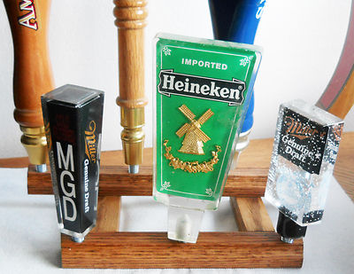 7 Tapper BEER TAP HANDLE DISPLAY SOLID OAK (DISPLAYS 7 HANDLES ON 2 ...