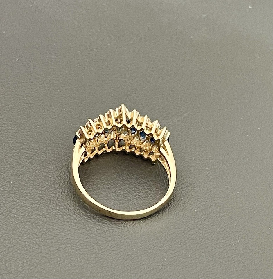 14KT Yellow Gold 1.20CTW Sapphire and 0.24CTW Diamond Ring. Size 9(F207 ...