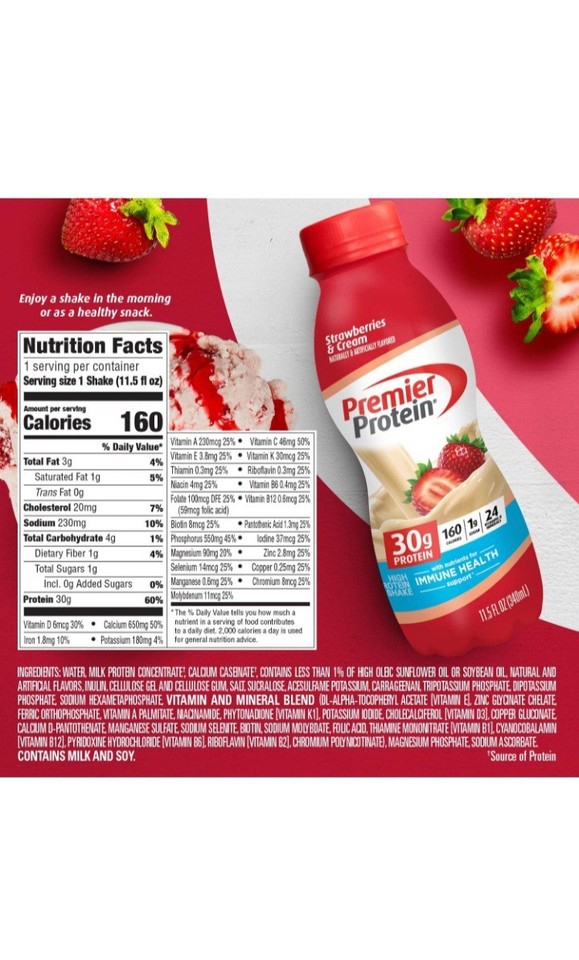 Premier Protein Protein Shake Strawberry Cream 132 Oz - 12 Pack ...