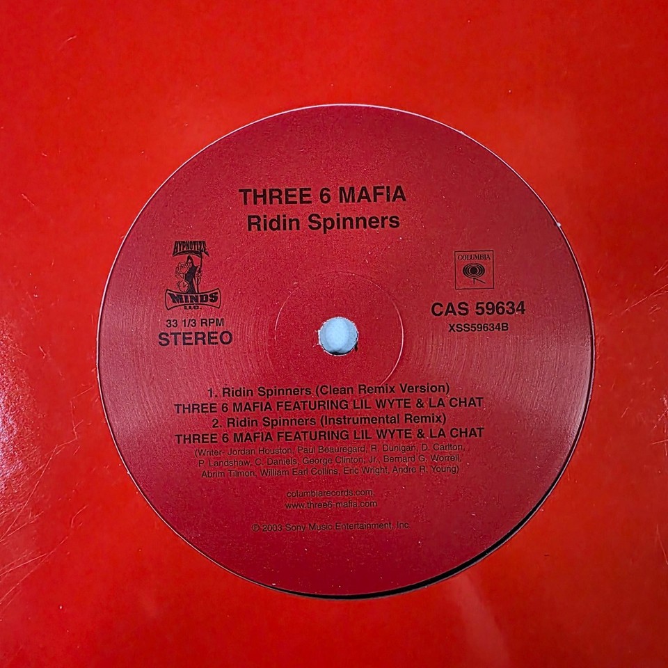 Three 6 Mafia - Ridin Spinners 12" Record 2003 Promo Columbia Hip Hop ...