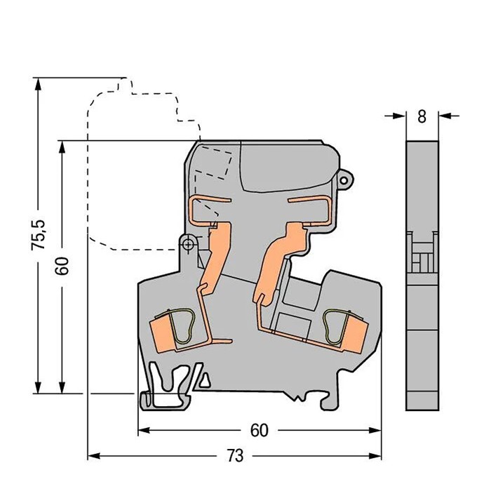 10pcs WAGO 281-611 2-Conductor Fuse Terminal Block 4,00 mm2 800 V Gray ...