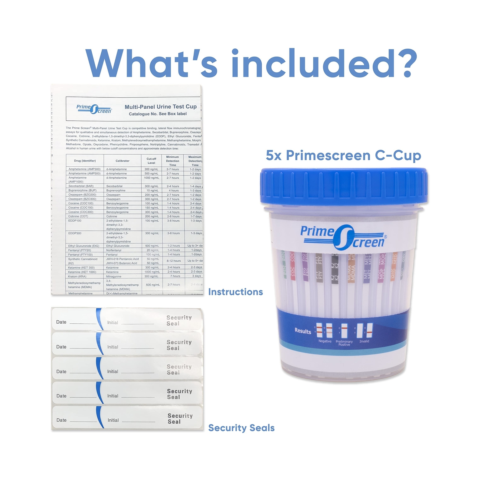 Prime Screen Drug Test Cup 16 Panel Kit (AMP,BAR,BUP,BZO,COC,mAMP,MDMA ...