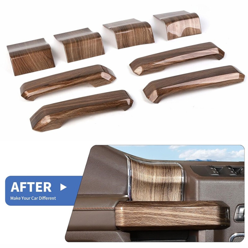 8pcs Wood Grain Inner Door Handles Covers Kit for Ford F150 2015-20 ...