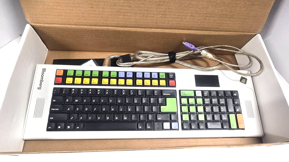Bloomberg SEA100 Trading Keyboard w/ Fingerprint & USB/PS2- Collectible ...