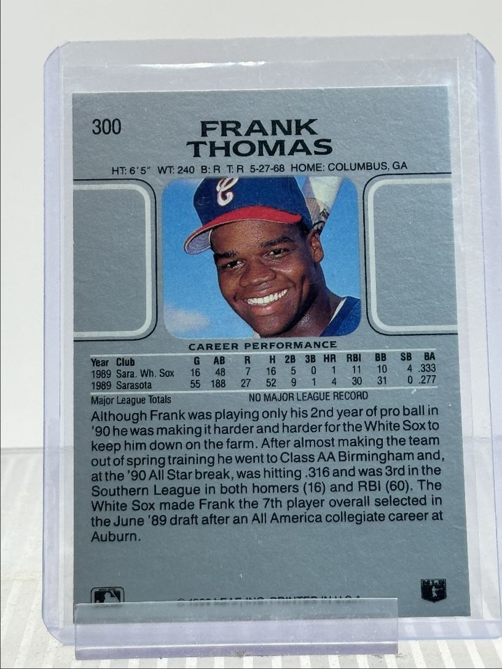 FRANK THOMAS 1990 LEAF BASEBALL ROOKIE WHITE SOX #300 RC Q3254 | eBay