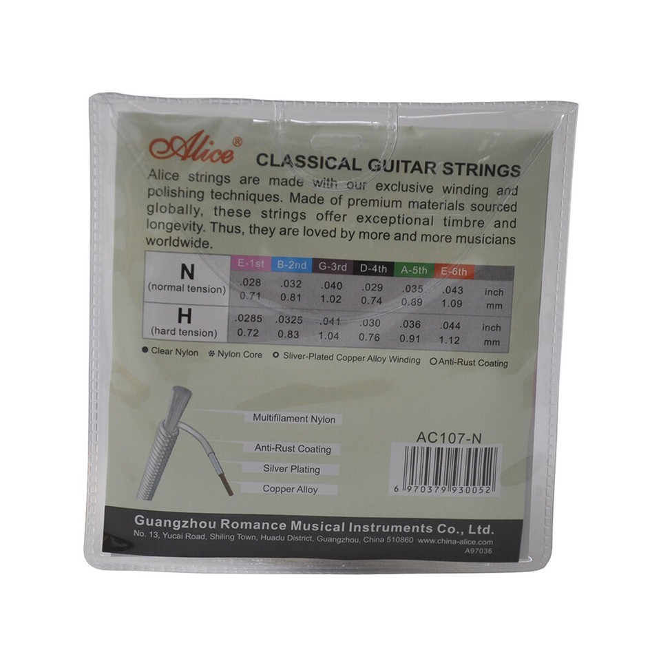 10Sets Alice Classical Guitar Strings Clear Nylon Silver Plated Copper ...