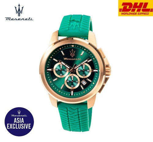 Maserati Asia Exclusive Successo 44mm Men's Quartz Watch Green Silicone ...
