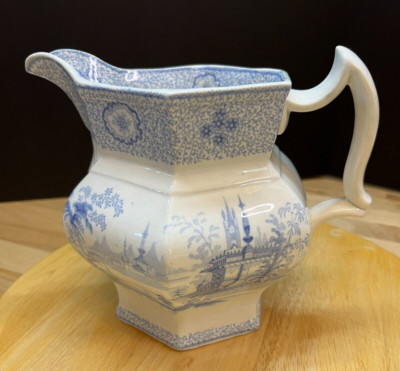 Antique John Wedg Wood Singanese Romantic Blue Transfer Pitcher c ...
