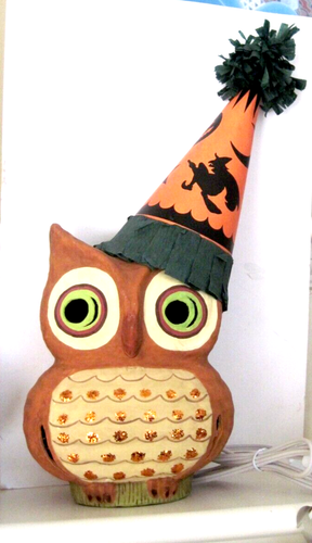 Bethany Lowe Paper Mache Owl Party Hat Halloween Decor | eBay