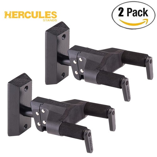 2-PACK Hercules GSP38WBK PLUS Auto Grip System Wall Mount Guitar Hanger ...