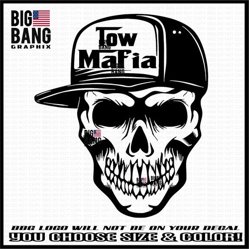 TOW MAFIA DECAL STICKER TRUCK HARD HAT BIKE HELMET VEHICLE WINDOW DIE ...