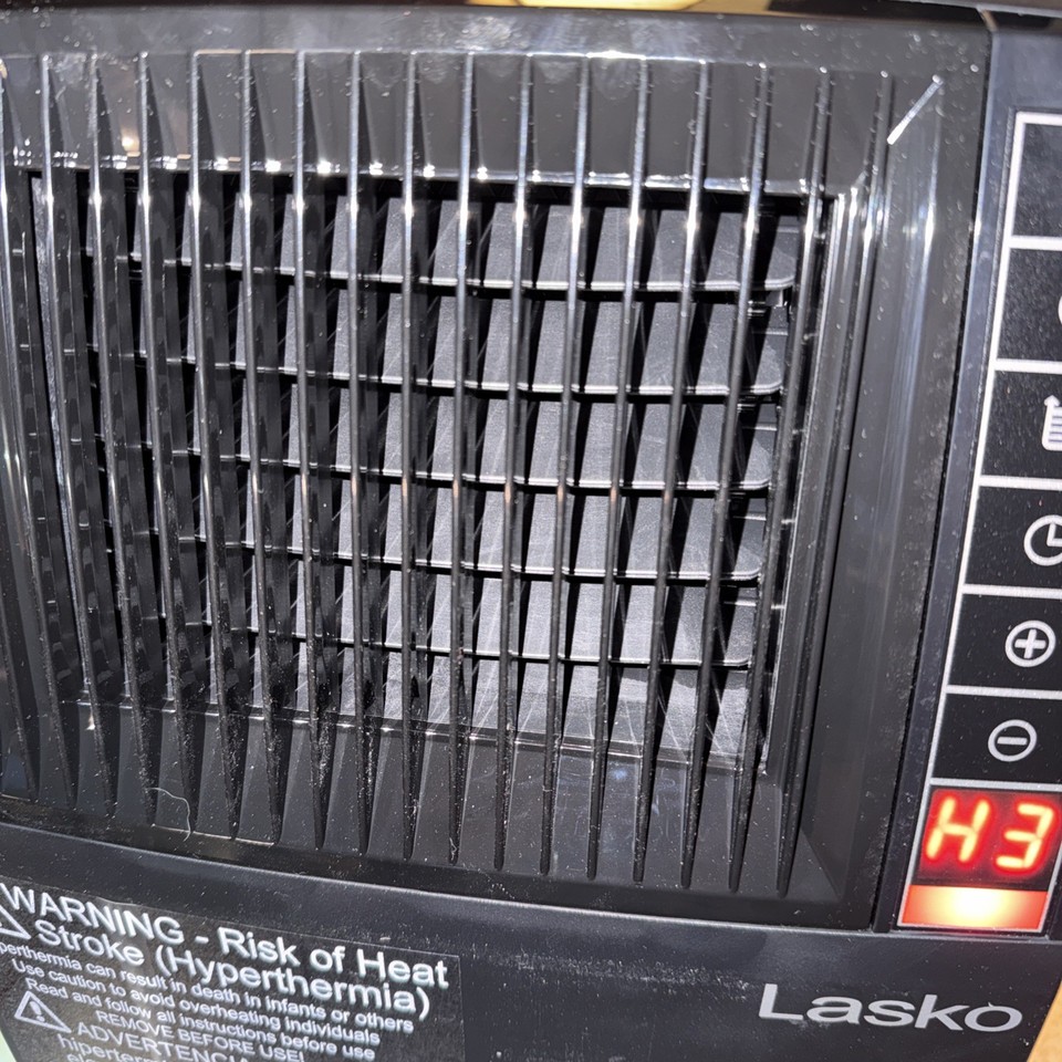 Lasko 1500W 20 in. Black Electric Console Ceramic Heater with Tip-Over ...