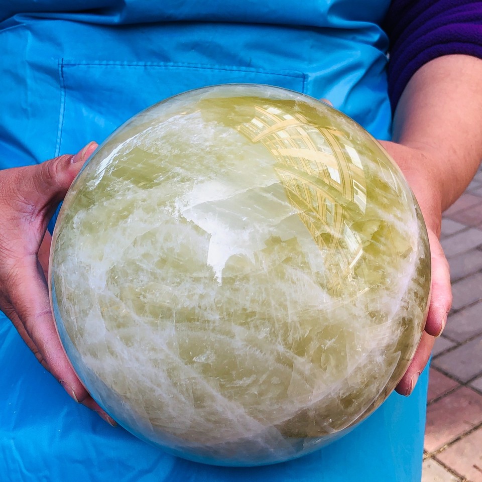 18LB Large Natural Yellow Crystal Ball Quartz Citrine Sphere Mineral ...