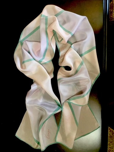 Kenzie Vtg 100% Silk Geometric Hand Rolled Edges MOD Classy 60” X 10 ...