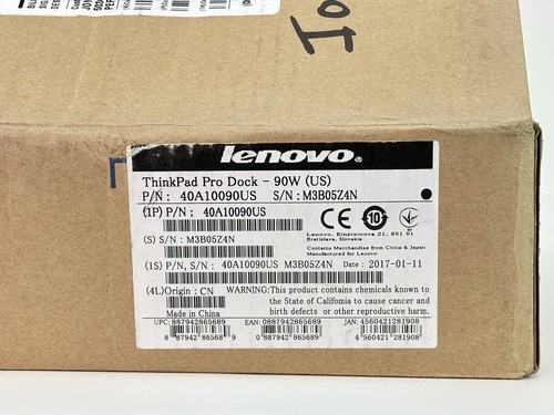 Lenovo ThinkPad Pro Dock 90W 40A1 USB 3.0 40A10090US with Key & Adapter ...