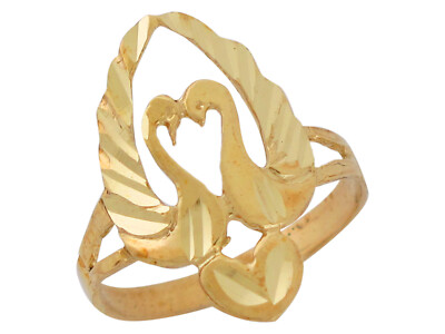 10k or 14k Real Yellow Gold Split Shank Ladies Elegant Ring with Two ...