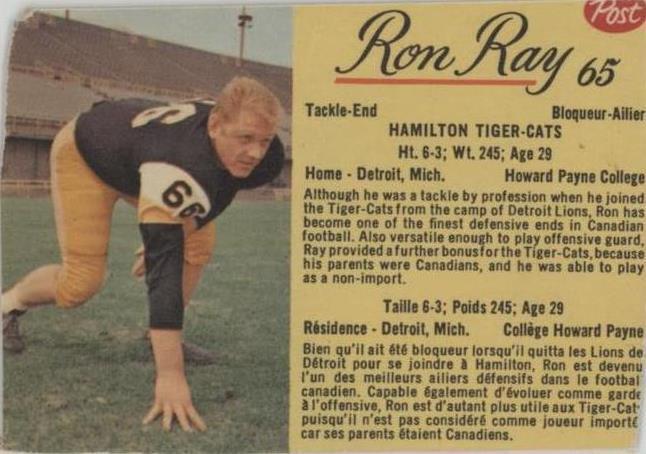 1963 Post CFL - Ron Ray #65 (RC) for sale online | eBay
