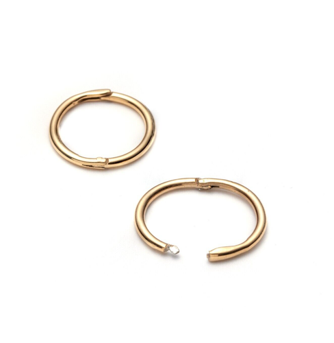 18ct gold on Silver Hinged Sleeper Hoop Earrings. 10mm Piercing ...