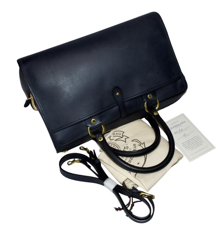 NWT $1795 Ghurka Italian-Made No. 66 ROVER Bag Dark Blue Leather Doctor ...