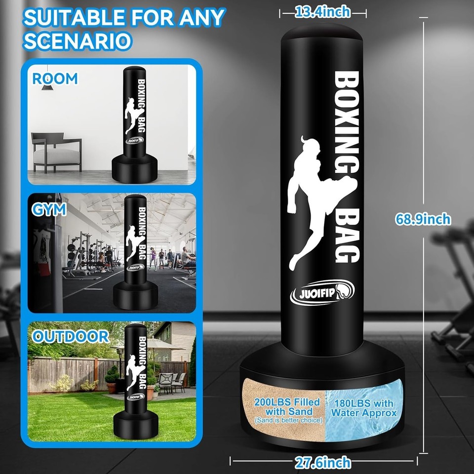 Heavy Punching Bag Boxing Free Standing Fitness MMA Fitness Training ...