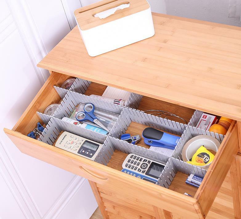 4PCS Drawer Organizer Grid DIY Plastic Adjustable Storage Dividers 2 ...