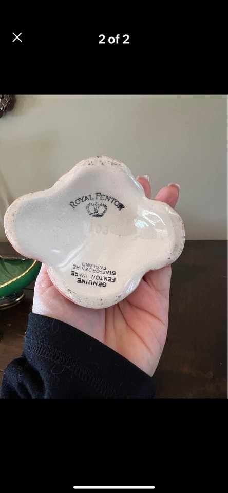 Antique Fenton Ware Staffordshire England Pink Flower Vase Royal Fenton ...