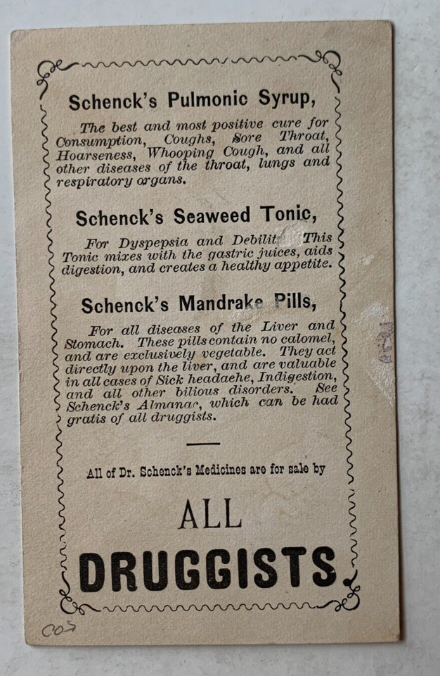ca 1890s Victorian Trade Card Schenck's Pulmonic Syrup Cure for ...