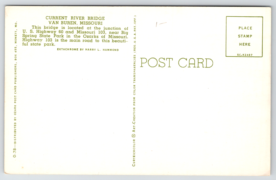 Van Buren MO Stop Sign~Current River Truss Bridge (Now Gone) on Rt 60 ...